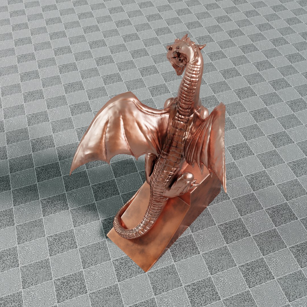 Statue Dragon 3 Poses 3d Obj