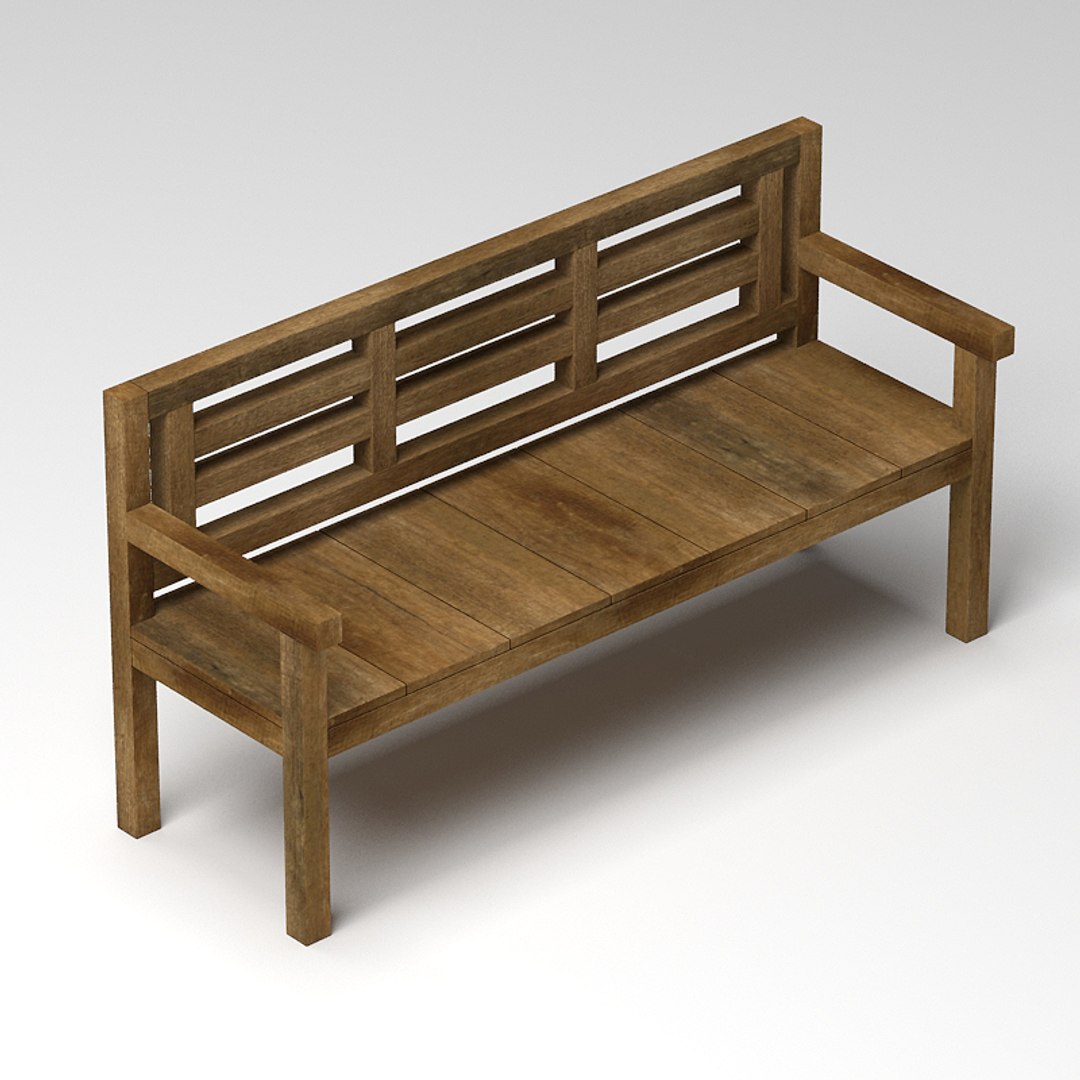 3d Wooden Bench Wood Model