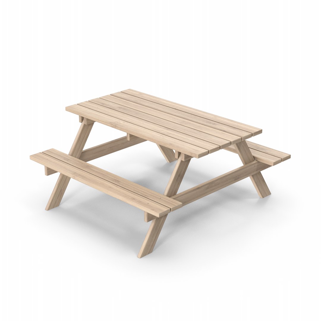 3D Model Wooden Picnic Table - TurboSquid 2005456