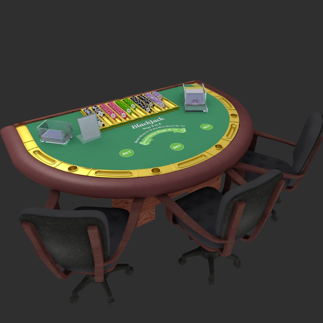 Table Card Chips 3d Obj