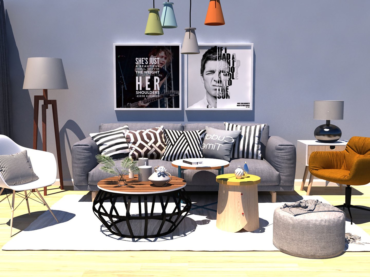 3D model Living room, modern living room, modern style living room ...