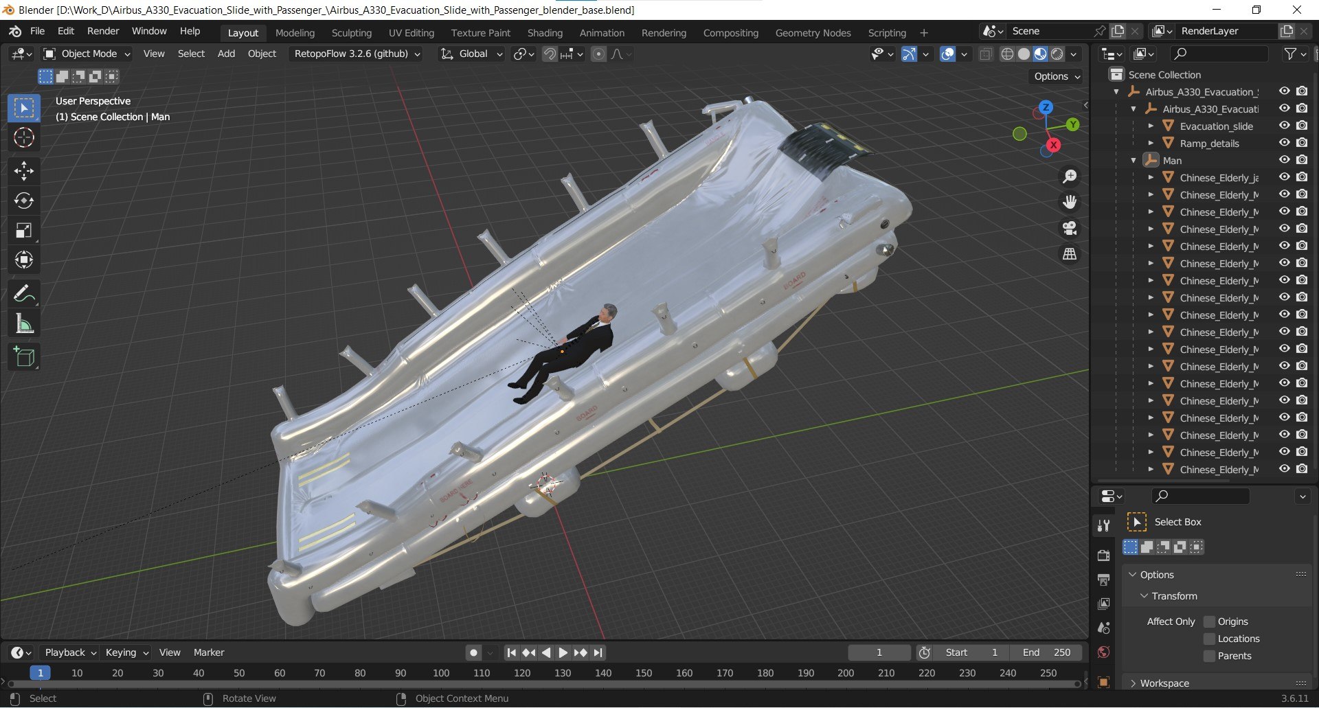 Airbus A330 Evacuation Slide With Passenger 3D Model - TurboSquid 2423665