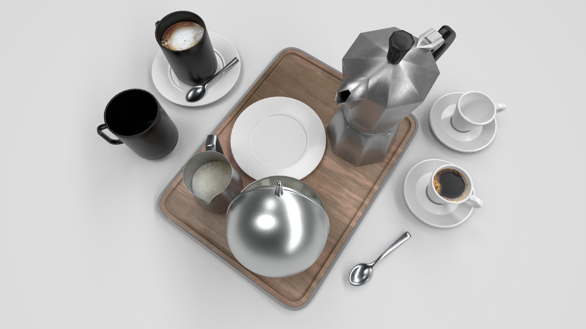 Set Coffee Mugs Cups 3D - TurboSquid 1694132