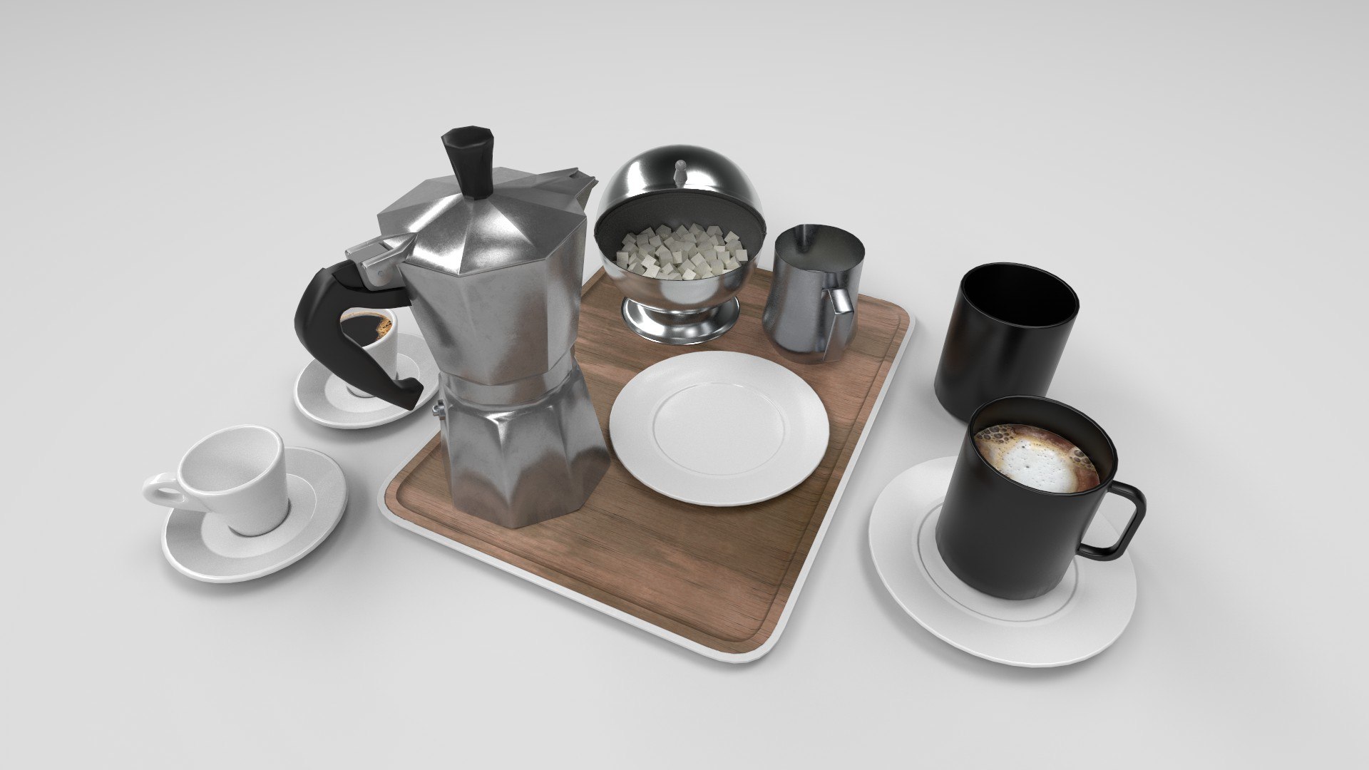 Set Coffee Mugs Cups 3D - TurboSquid 1694132