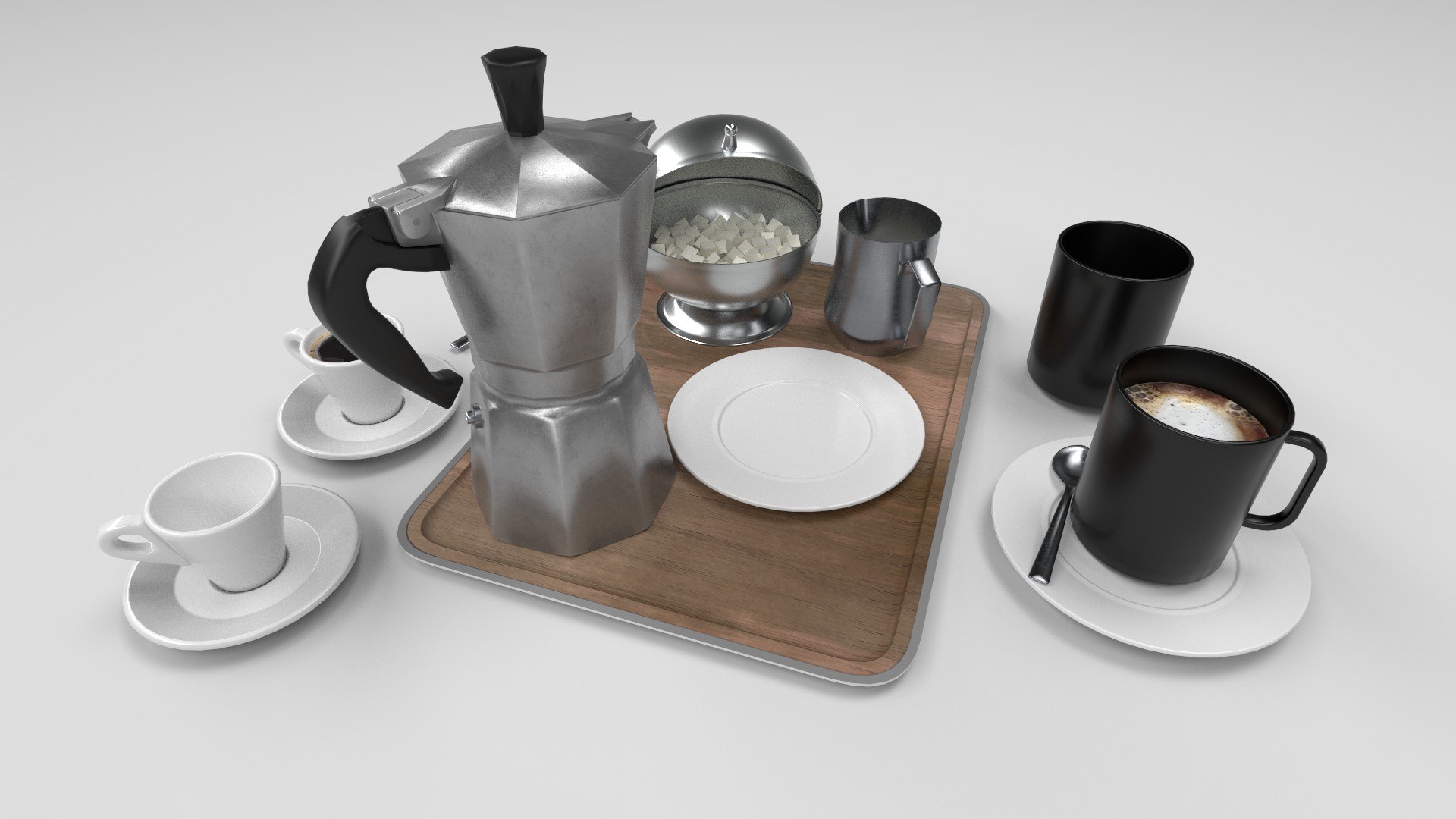 Set Coffee Mugs Cups 3D - TurboSquid 1694132