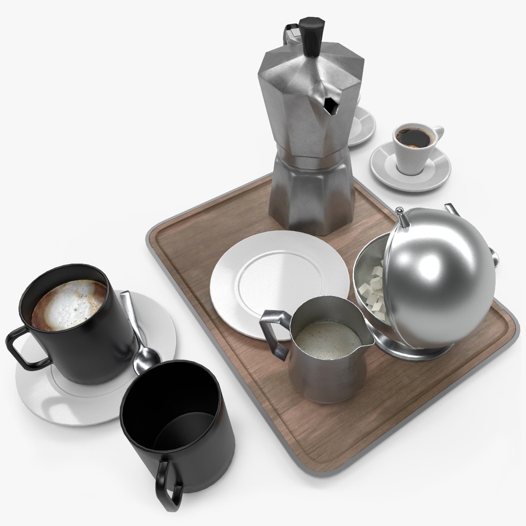 Set Coffee Mugs Cups 3D - TurboSquid 1694132