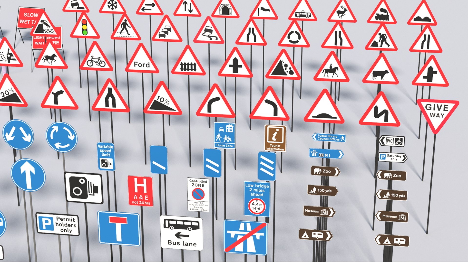 3D Model UK Road Signs Megapack - Game Ready 113 Models - TurboSquid ...