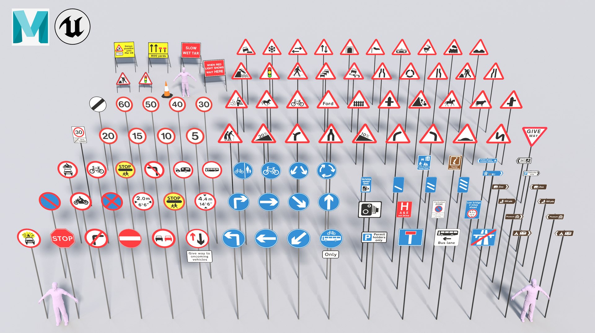 3D model UK Road Signs Megapack - Game Ready 113 Models - TurboSquid ...