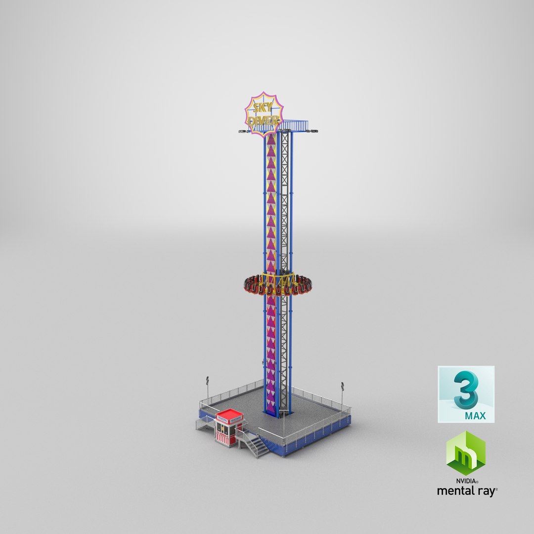 3D Sky Diver Amusement Park Ride model - TurboSquid 1945817