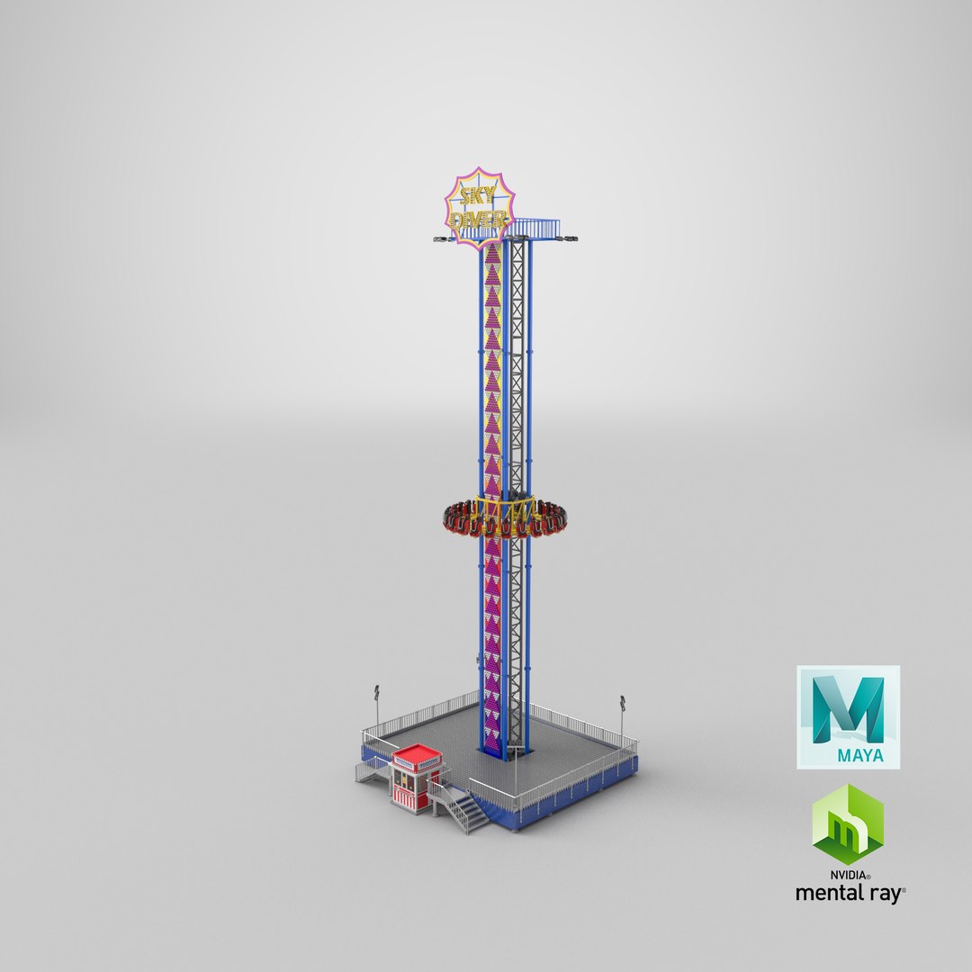 3D Sky Diver Amusement Park Ride model - TurboSquid 1945817