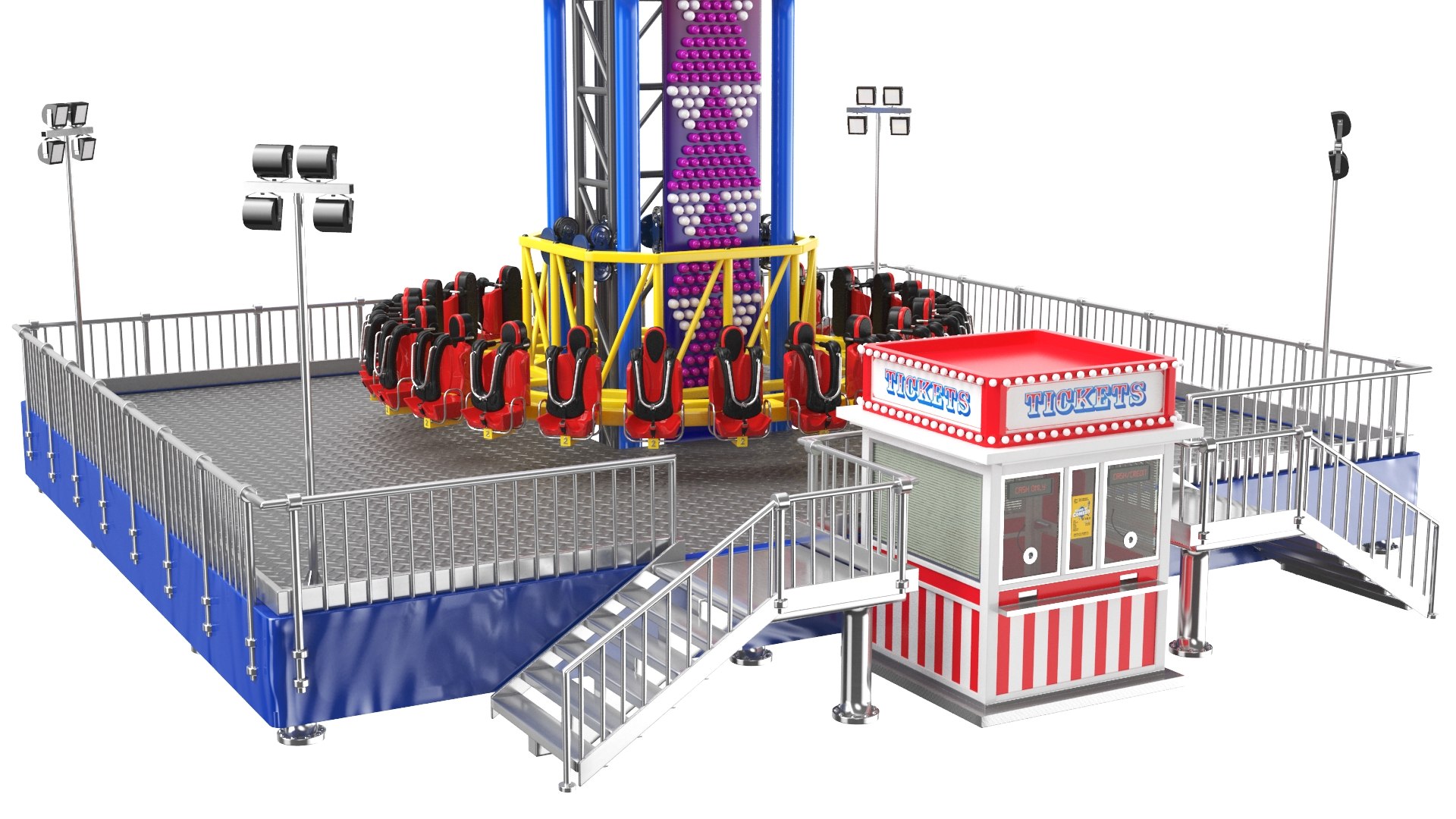 3D Sky Diver Amusement Park Ride Model - TurboSquid 1945817