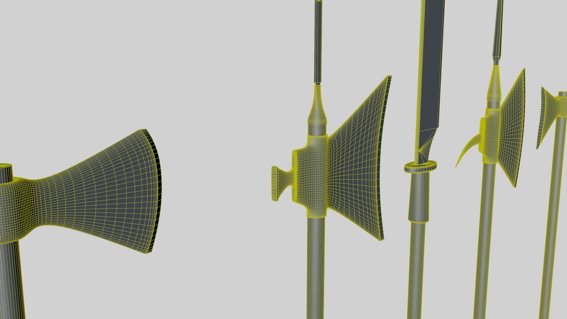 3d Model Glaive Axes Halberds