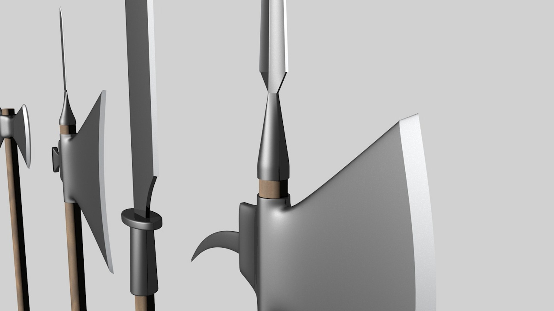 3d Model Glaive Axes Halberds