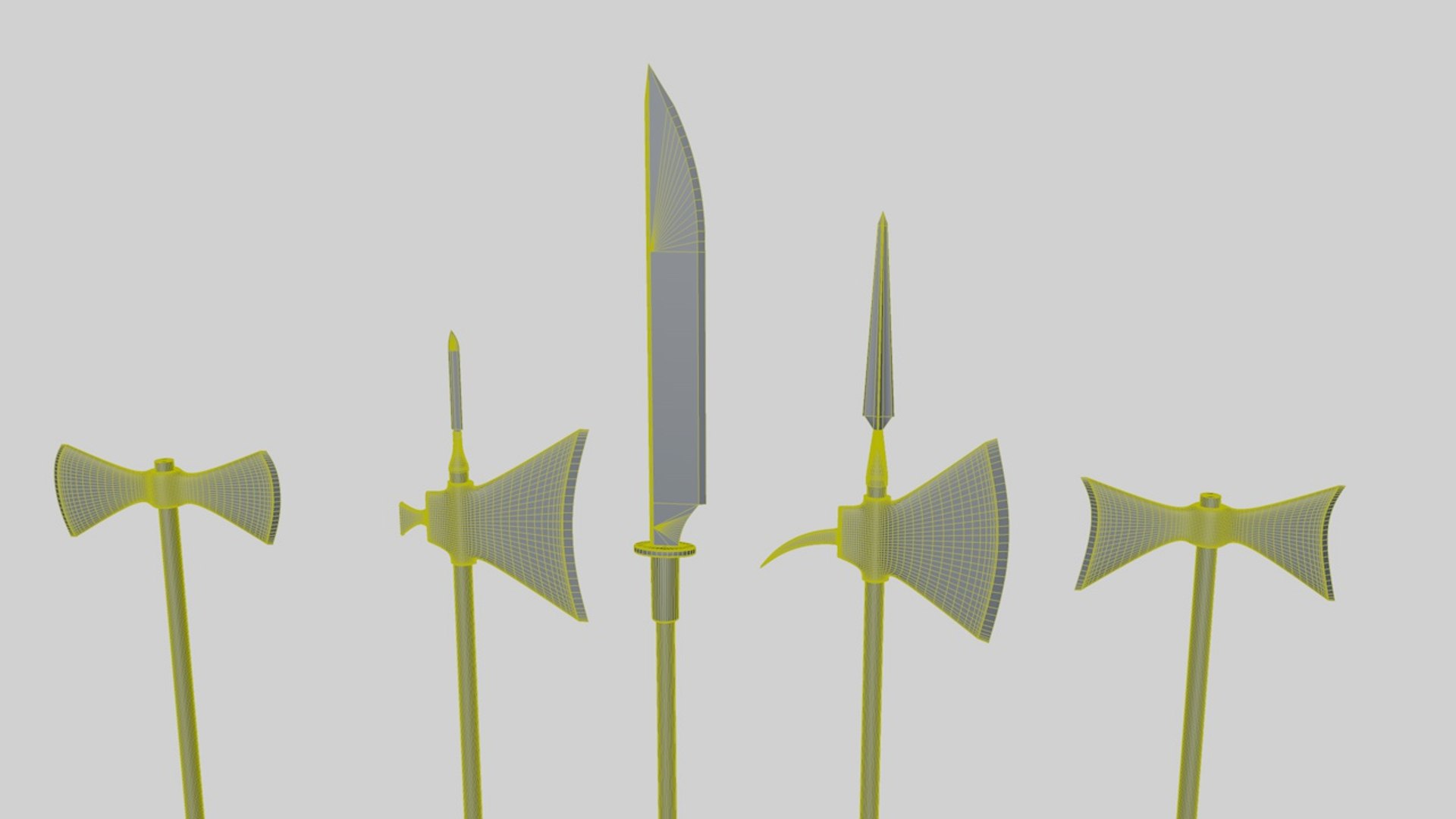 3d Model Glaive Axes Halberds