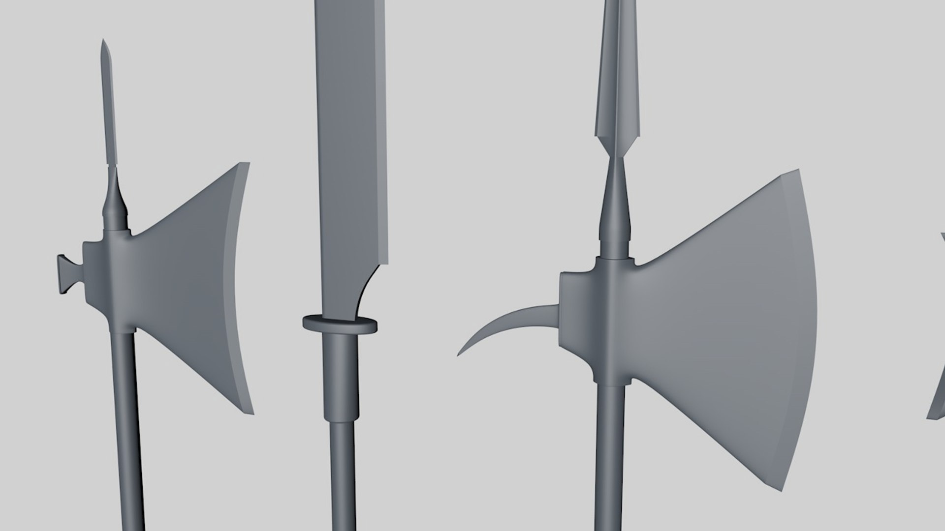 3d Model Glaive Axes Halberds