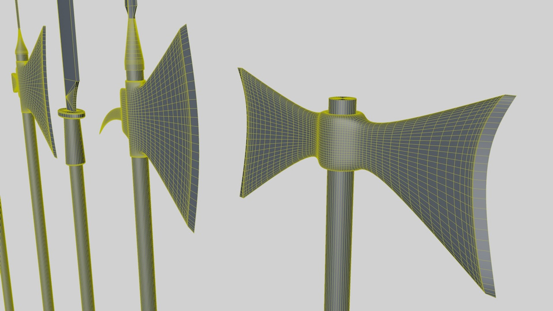 3d Model Glaive Axes Halberds