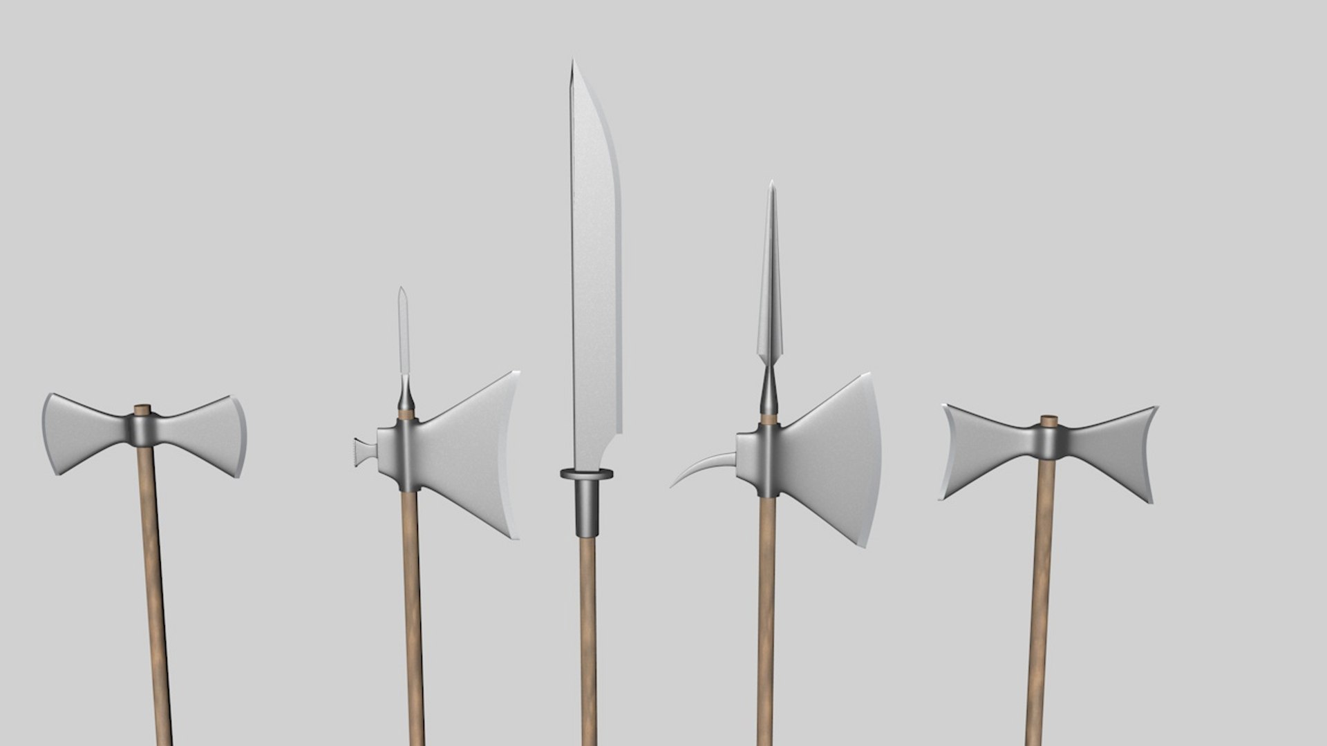3d Model Glaive Axes Halberds