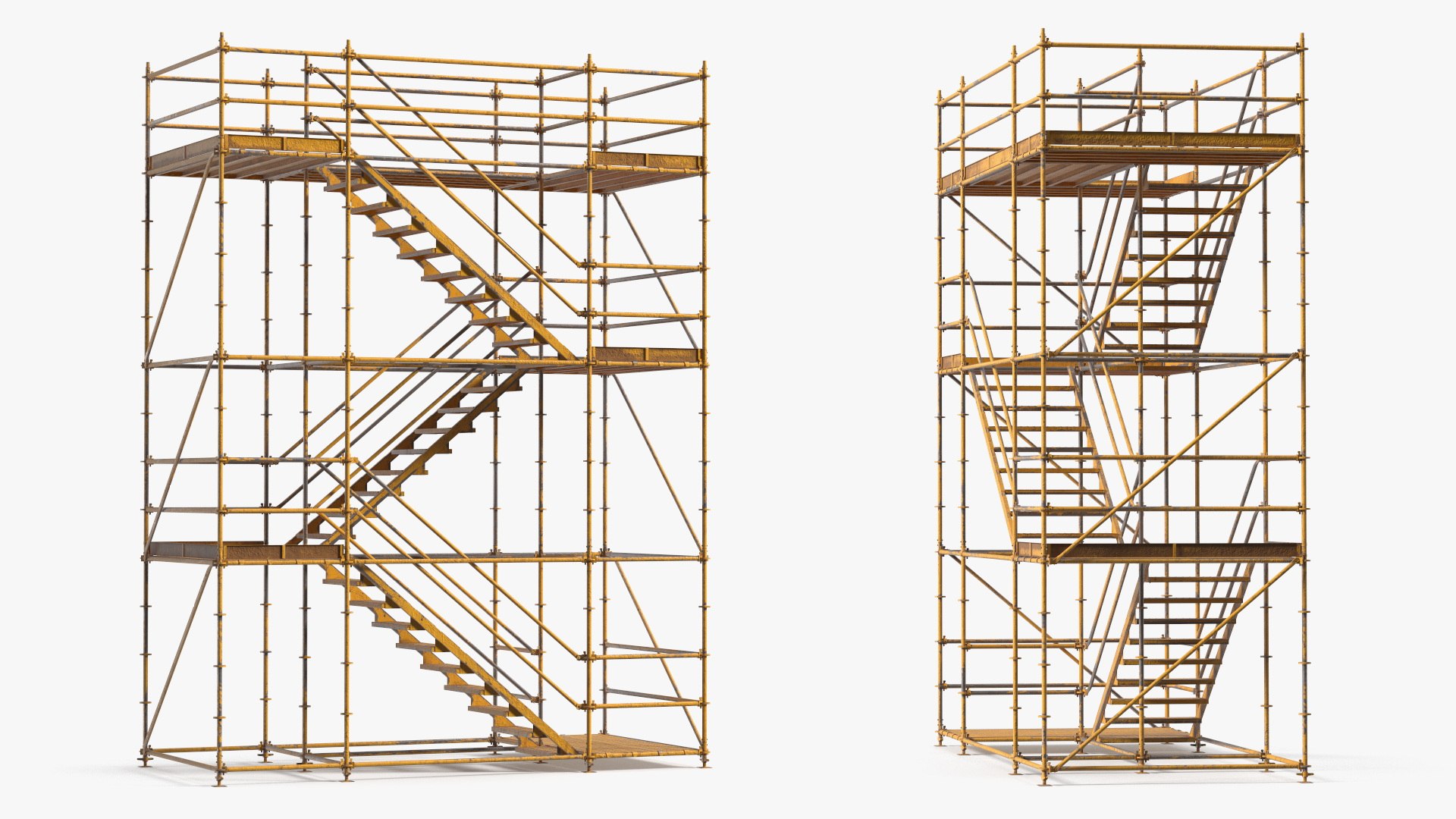 Modular Scaffolding Stair Tower Old Yellow 3D Model - TurboSquid 2519842