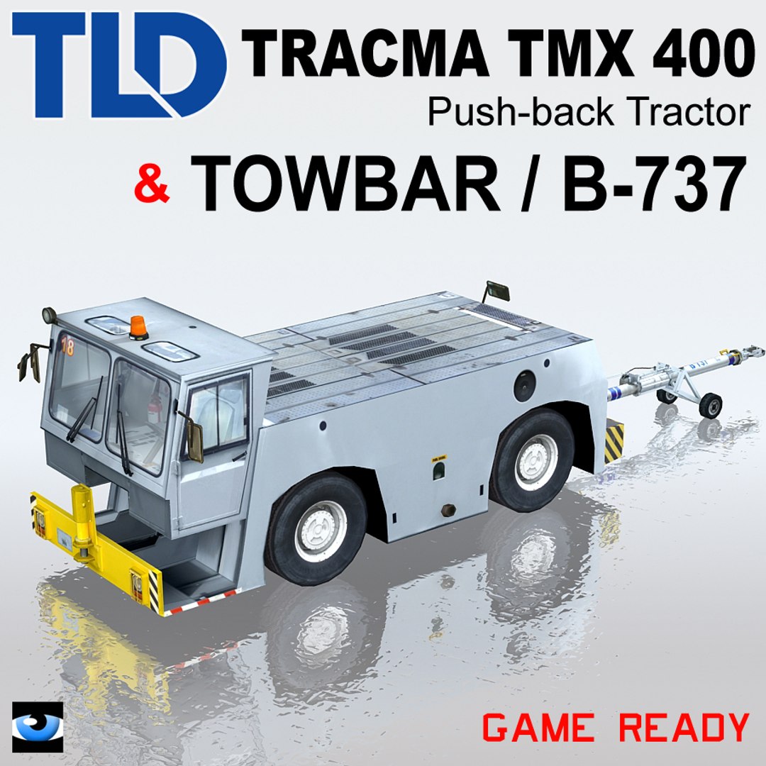 push-back aircraft tractors towbar 3d max