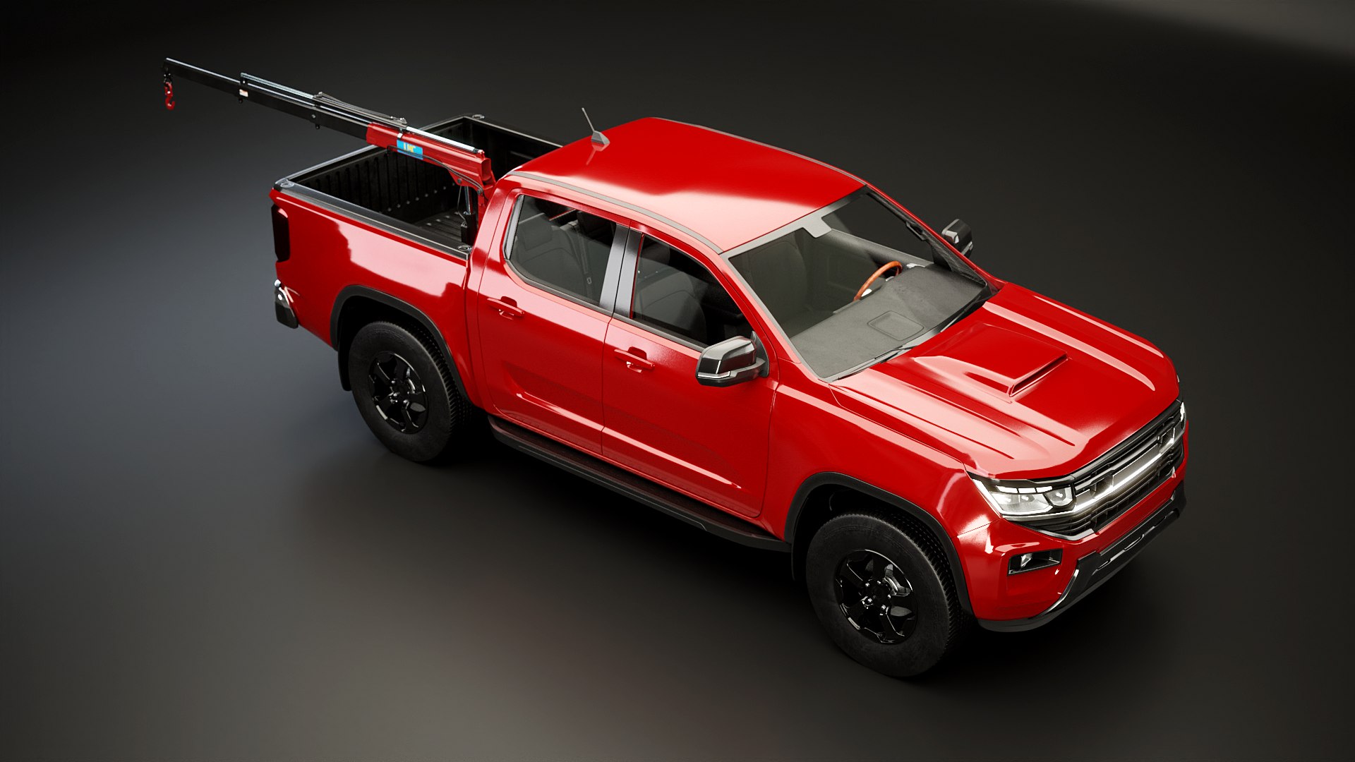 3D Generic Pickup Truck With Small Crane And Trailer - TurboSquid 2212254