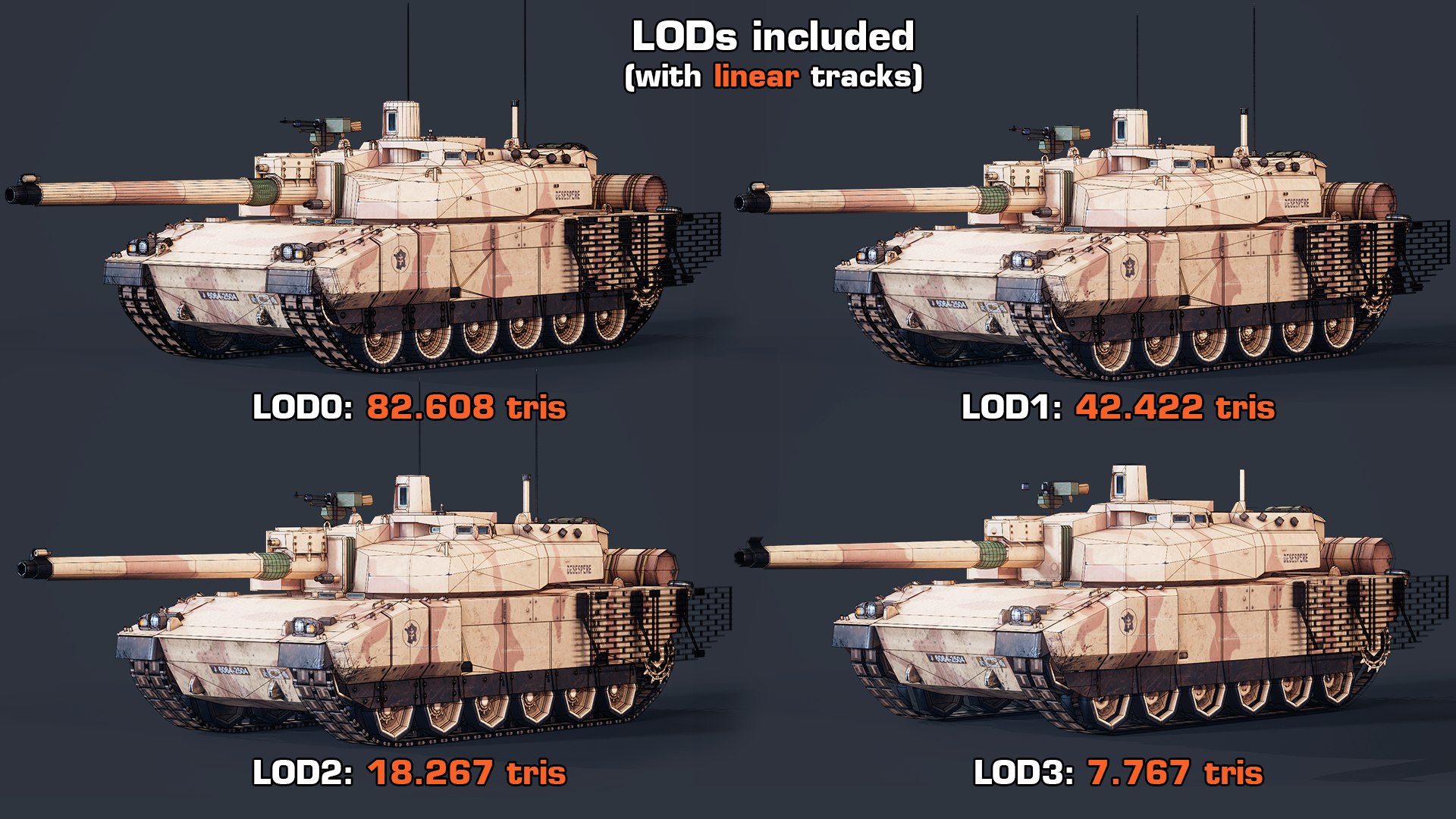 3D Rigged AMX56 Leclerc GameReady LODs model - TurboSquid 1986669