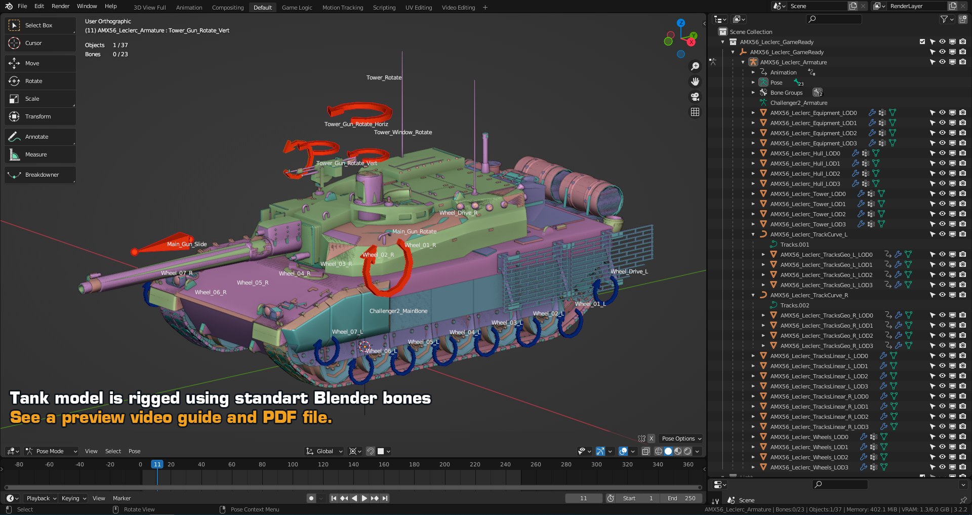 3D Rigged AMX56 Leclerc GameReady LODs model - TurboSquid 1986669