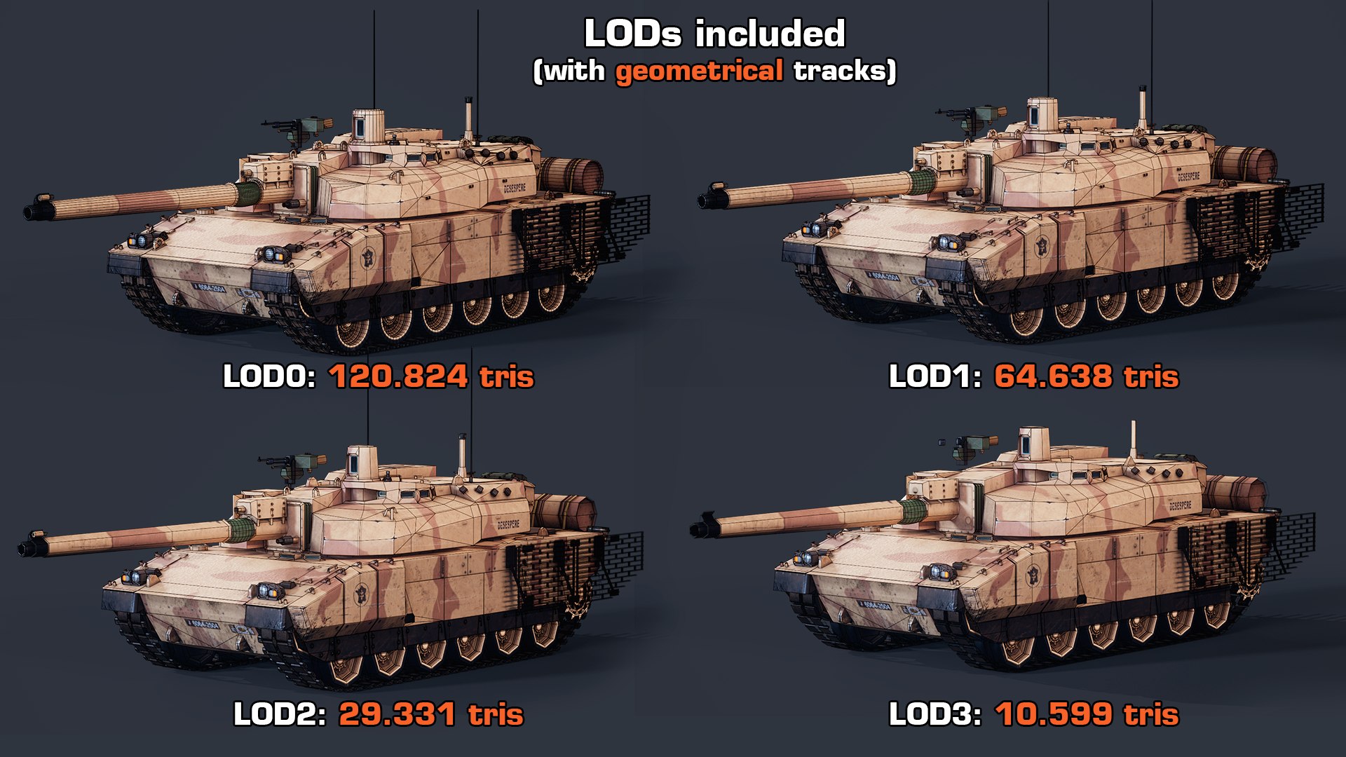 3D Rigged AMX56 Leclerc GameReady LODs model - TurboSquid 1986669