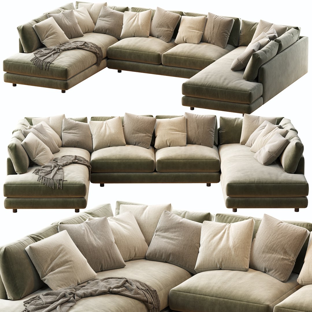 3D Haven 2-piece Terminal Chaise Section - TurboSquid 1726381