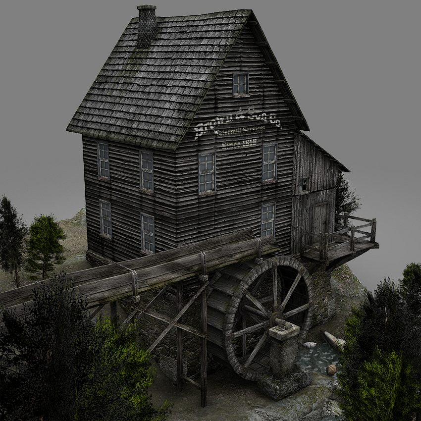 watermill scene 3d model