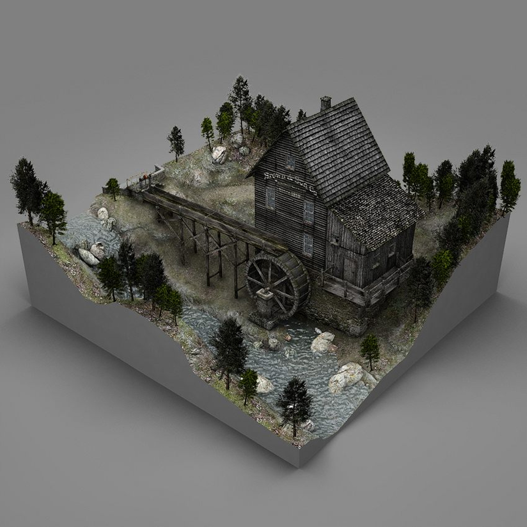 watermill scene 3d model