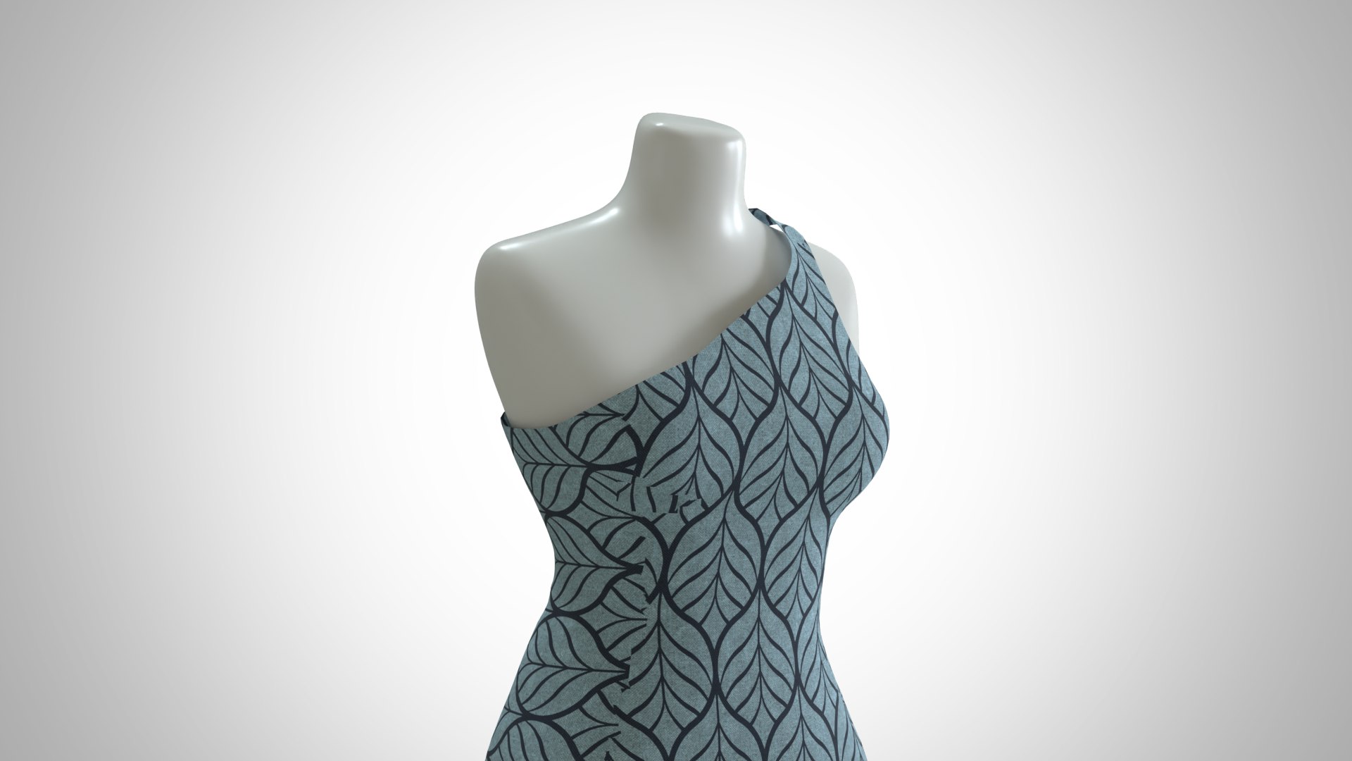 3D Woman Dress 2 Blue Topical Leaf - TurboSquid 2310979