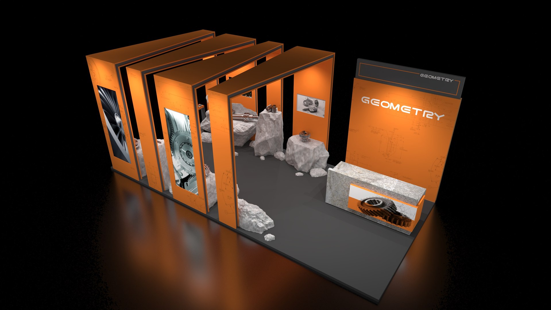Industrial Style Exhibition Stand Model - TurboSquid 2436816