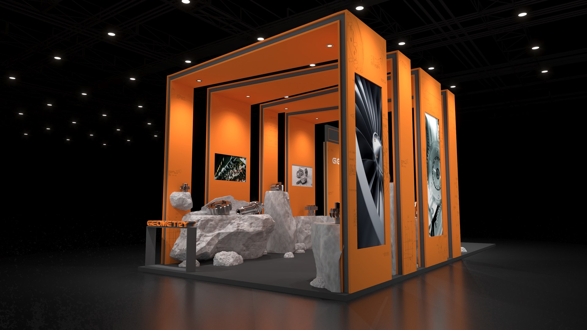 Industrial Style Exhibition Stand Model - TurboSquid 2436816
