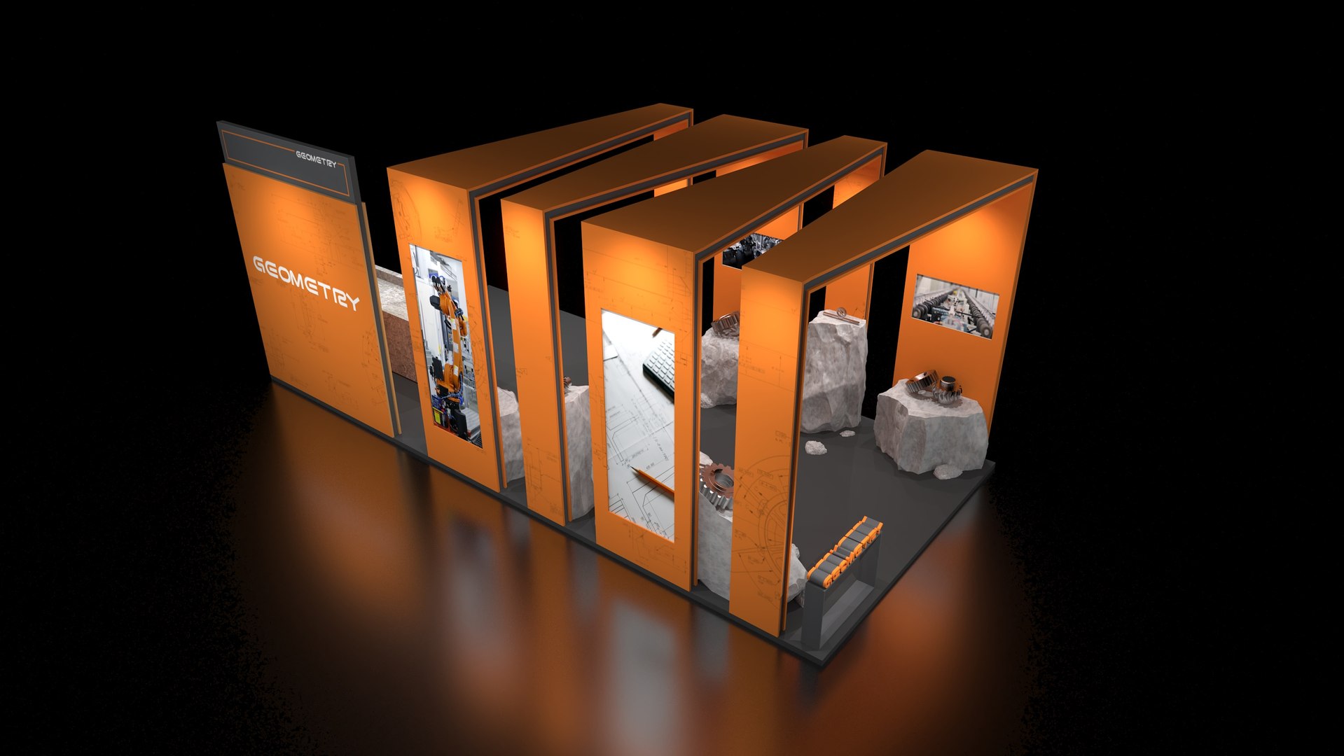 Industrial Style Exhibition Stand Model - TurboSquid 2436816