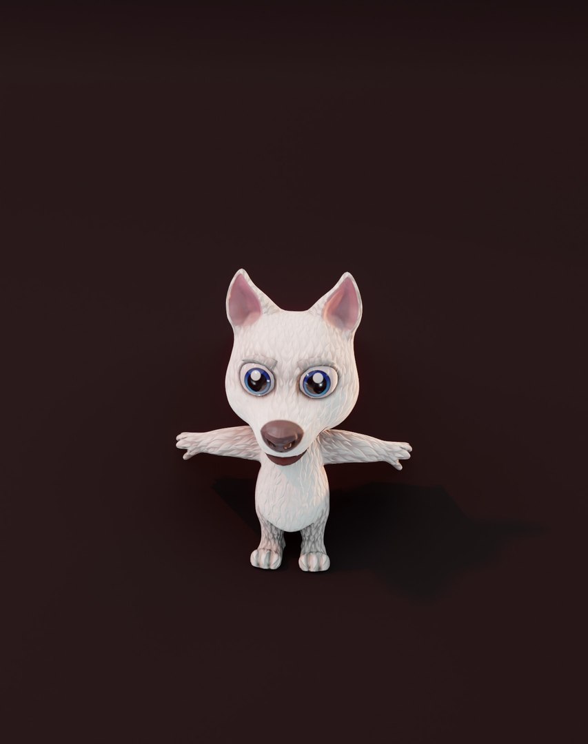 3D Cartoon White Wolf 3D Model - TurboSquid 1821919