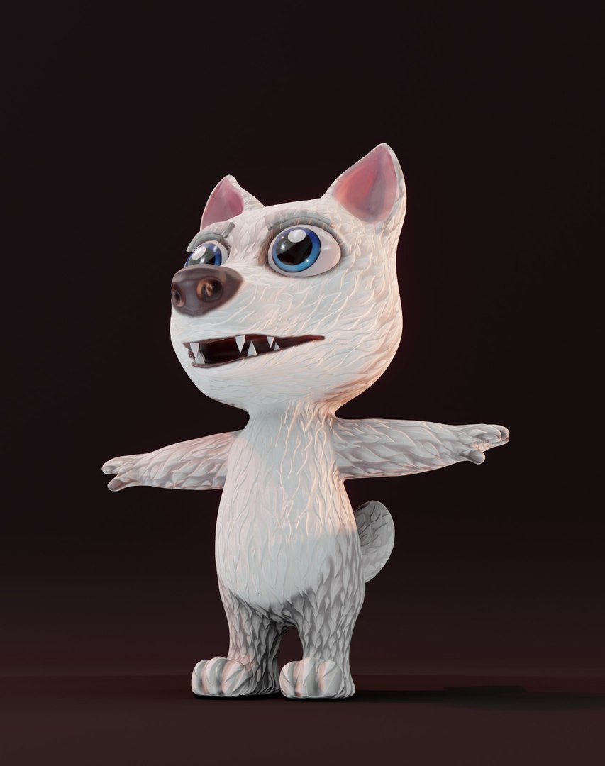 3D Cartoon White Wolf 3D Model - TurboSquid 1821919