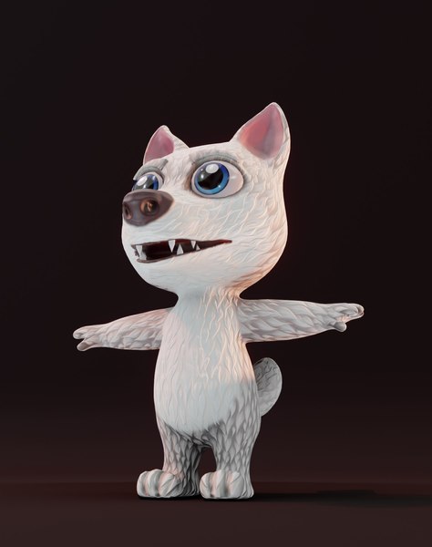 3D Cartoon White Wolf 3D Model - TurboSquid 1821919