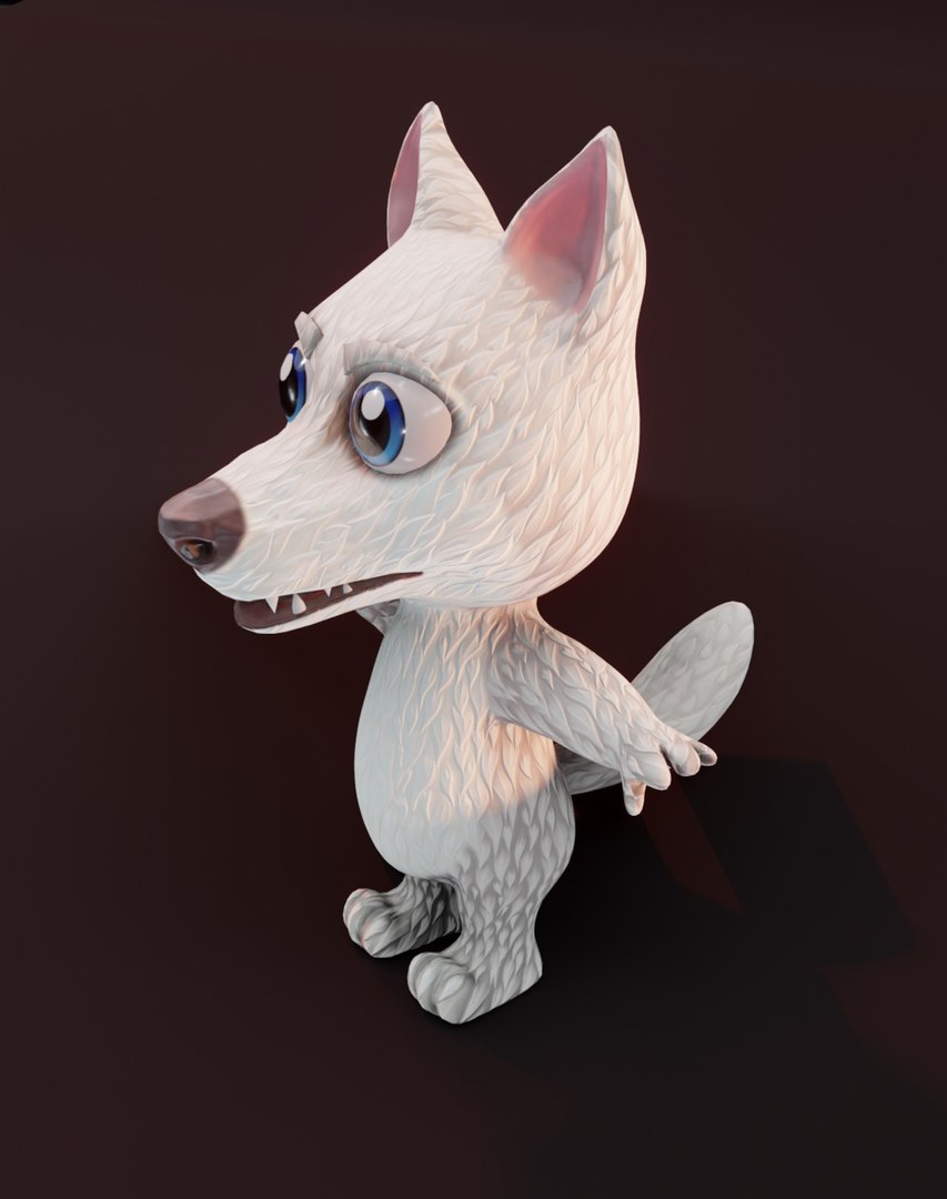 3D Cartoon White Wolf 3D Model - TurboSquid 1821919