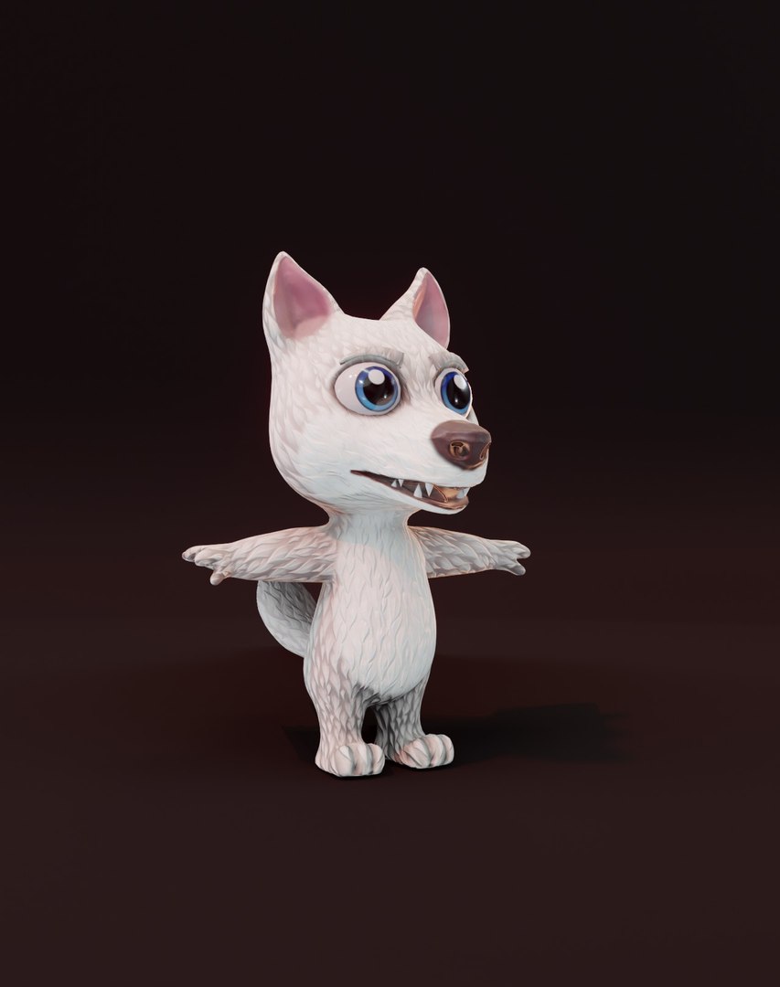 3D Cartoon White Wolf 3D Model - TurboSquid 1821919