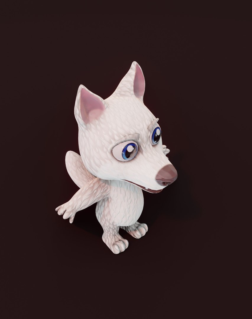 3D Cartoon White Wolf 3D Model - TurboSquid 1821919