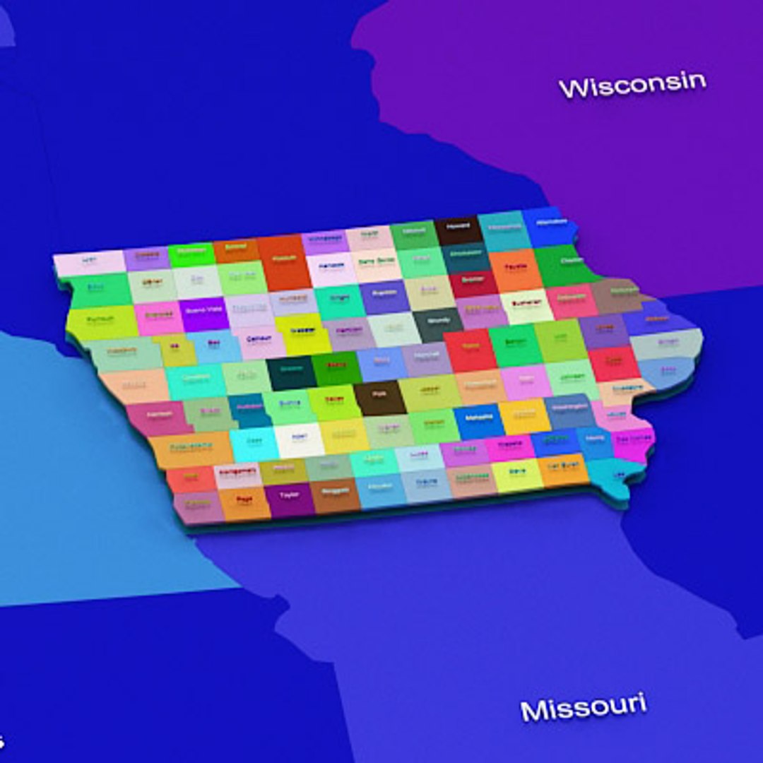 3d Usa Iowa Counties Model