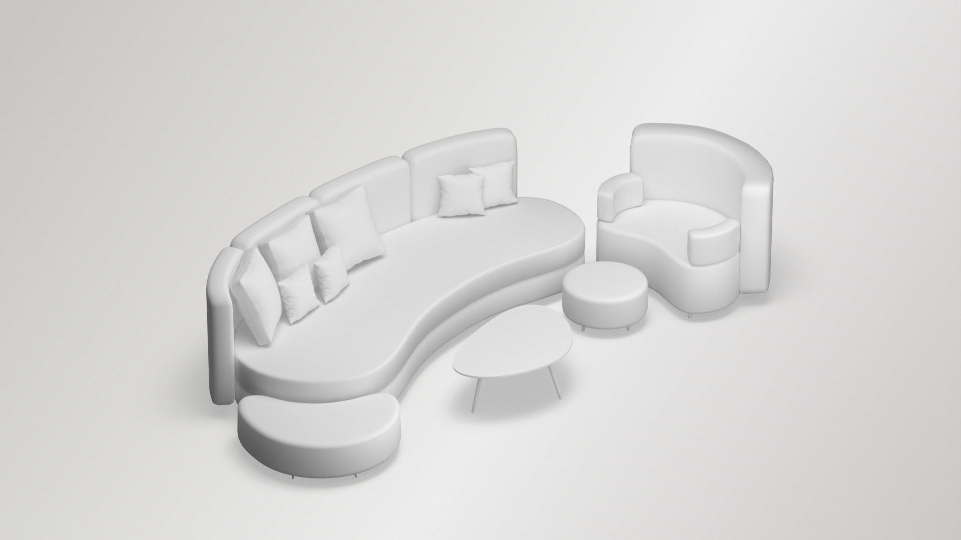 Futuristic Round Sofa Set 3D - TurboSquid 2000334