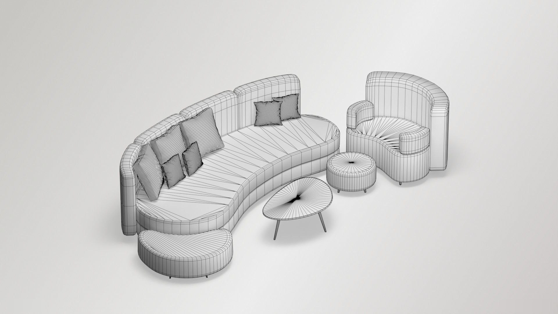 Futuristic Round Sofa Set 3D - TurboSquid 2000334