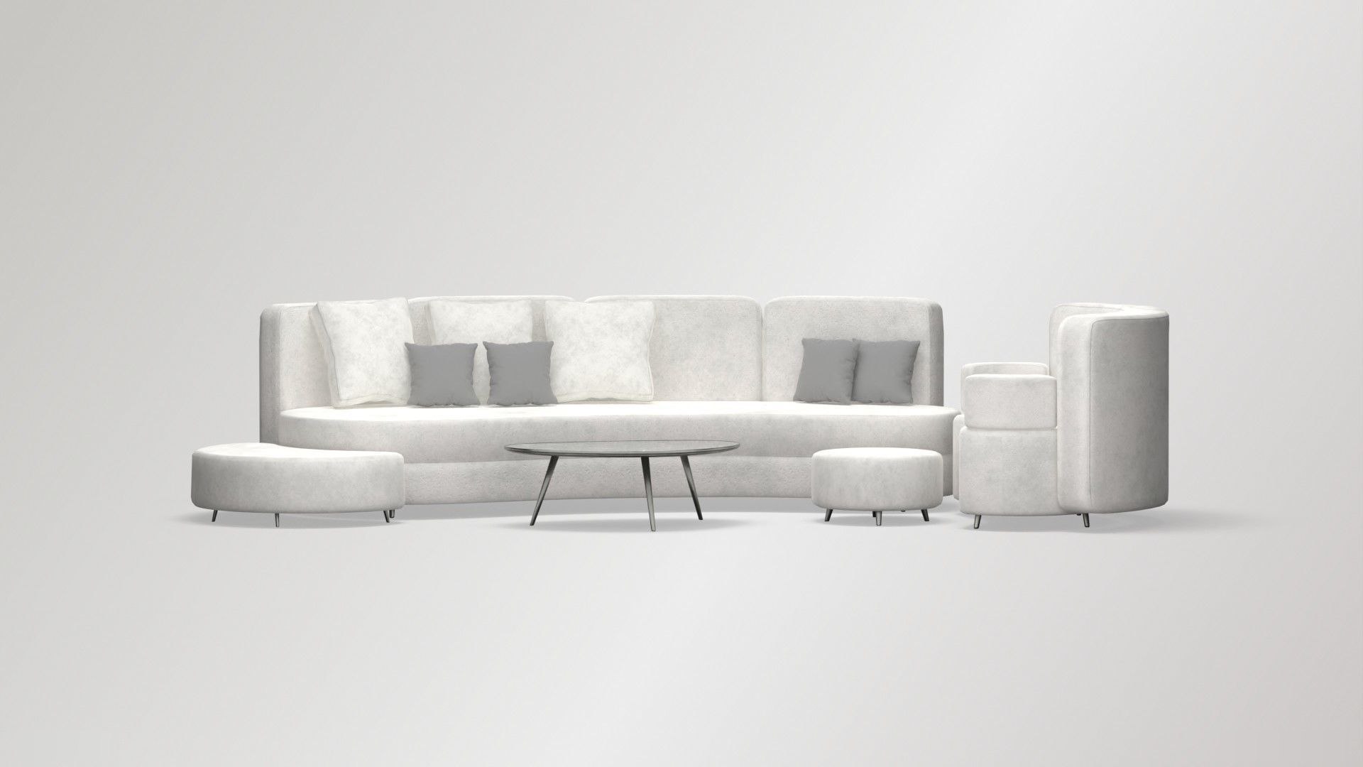 Futuristic Round Sofa Set 3D - TurboSquid 2000334