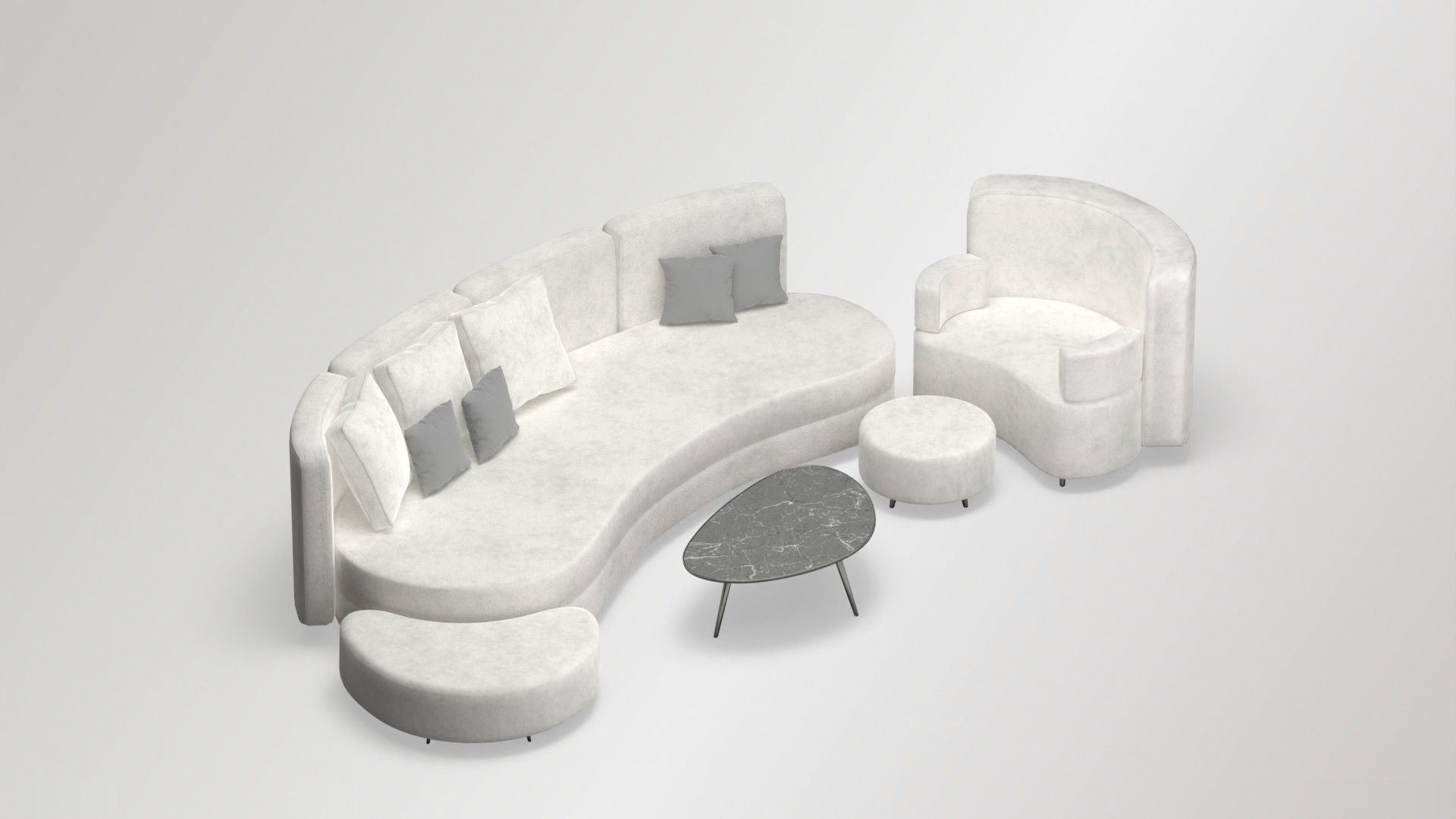 Futuristic Round Sofa Set 3D - TurboSquid 2000334
