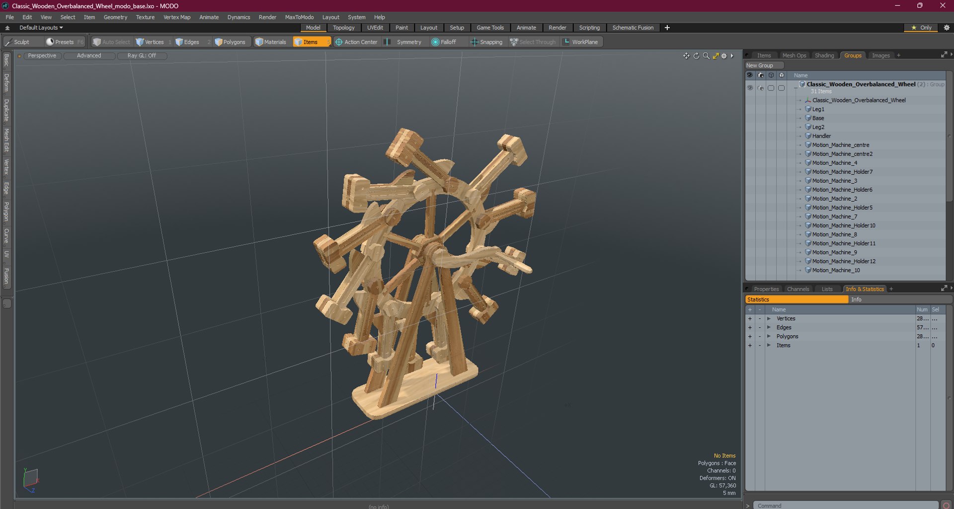 3D Classic Wooden Overbalanced Wheel - TurboSquid 2244457