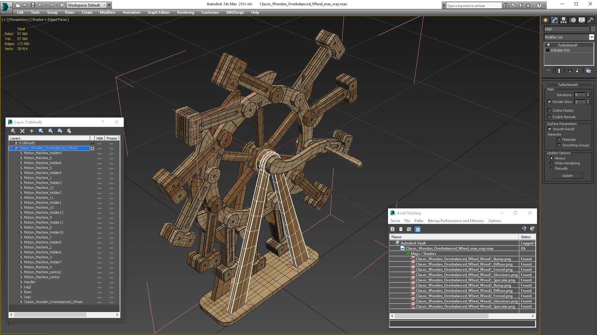 3D Classic Wooden Overbalanced Wheel - TurboSquid 2244457