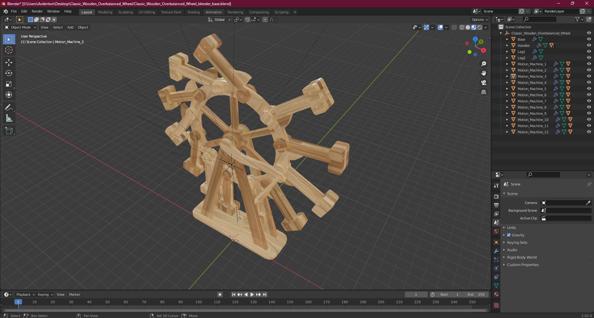 3D Classic Wooden Overbalanced Wheel - TurboSquid 2244457