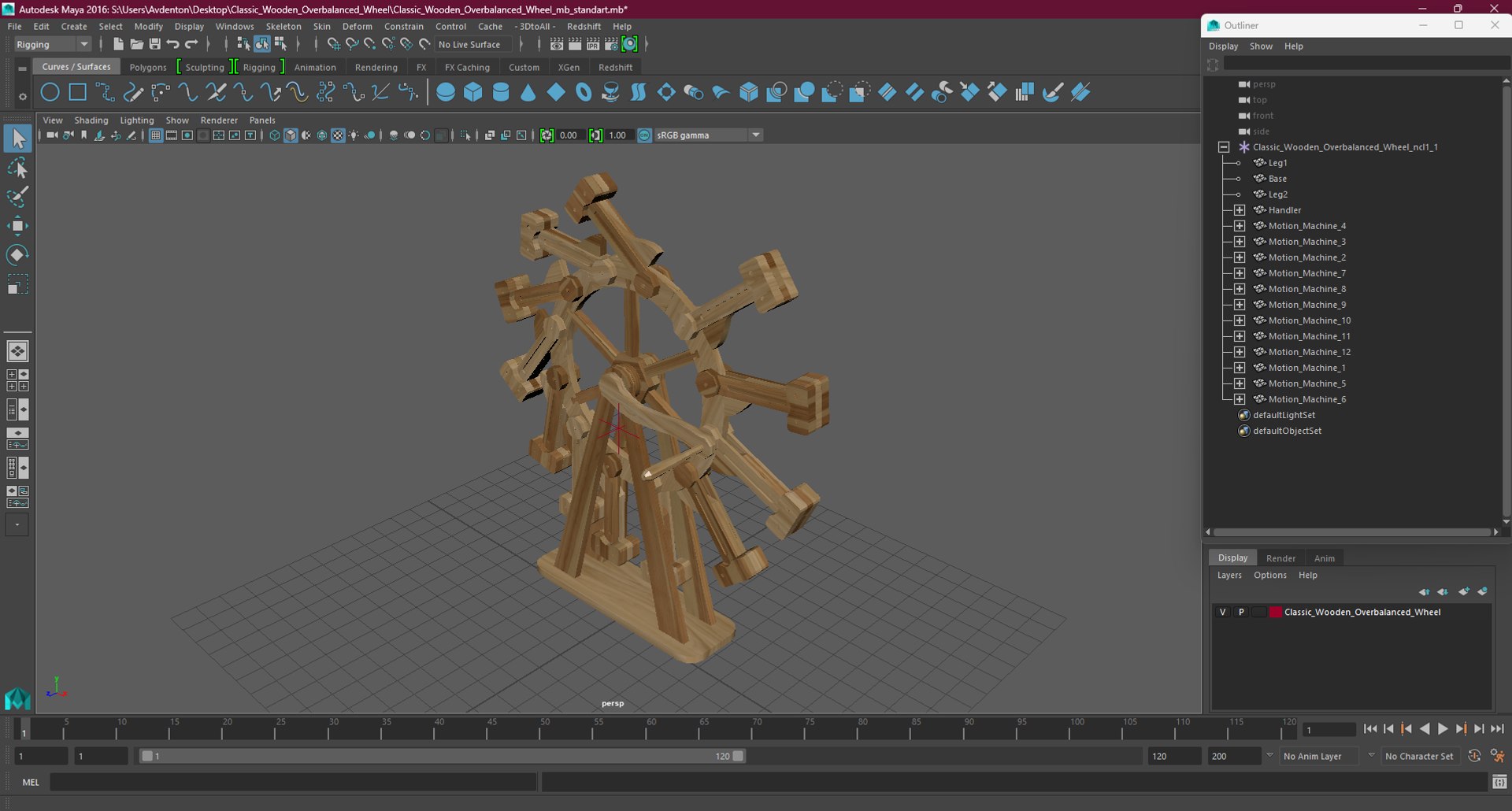 3D Classic Wooden Overbalanced Wheel - TurboSquid 2244457