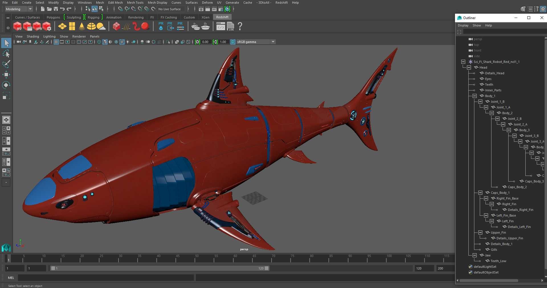 Sci Fi Shark Robot Red 3D Model - TurboSquid 2212771